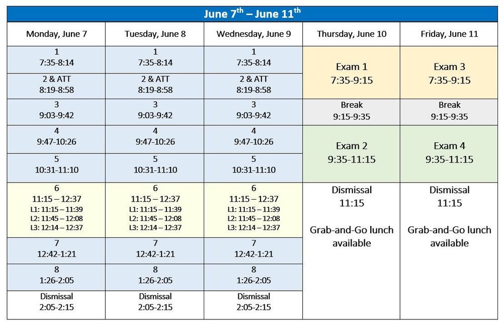 Bell Schedules Exam Weeks | East Hampton High School