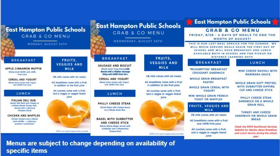 Last week of Summer Meals! | East Hampton High School
